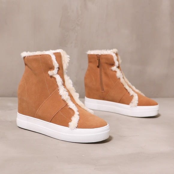 Volatile | Shoes | Nwt Real Suede And Fur Shoe In Tan | Poshmark